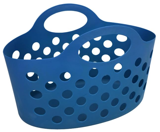 Basket with Handles 3 count Plastic Oval Carry Totes 12"x7"x7" (Black, Dark Gray, Navy Blue)