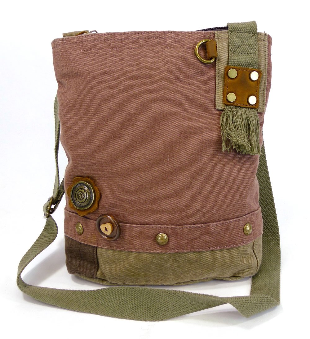CHALA Patch Cross-Body Women Handbag, Canvas Messenger Bag - Mauve (Giraffe)