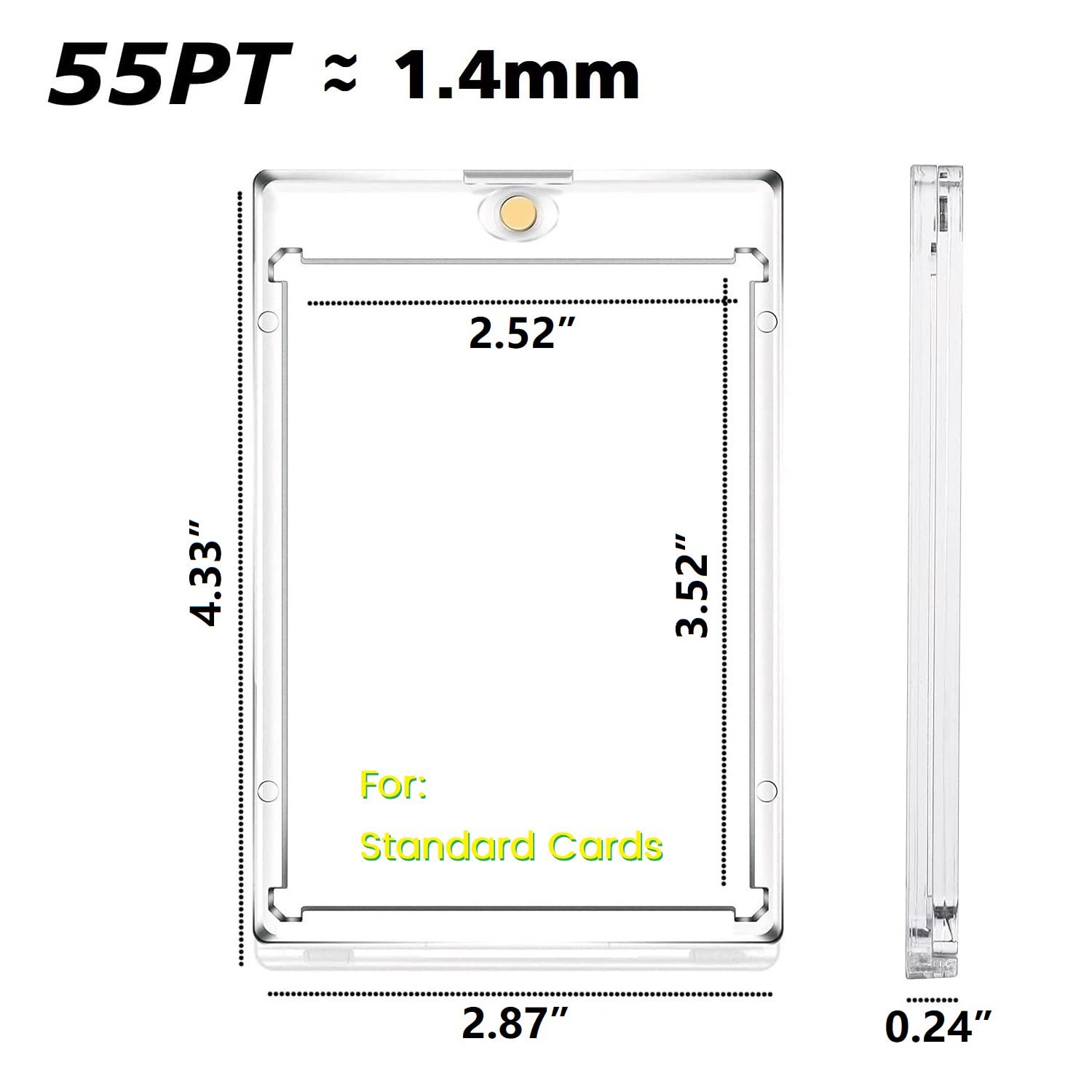 LRANFOW 6 Pack 55pt Magnetic Trading Card Holder Hard Card Case with UV Resistant for Cards