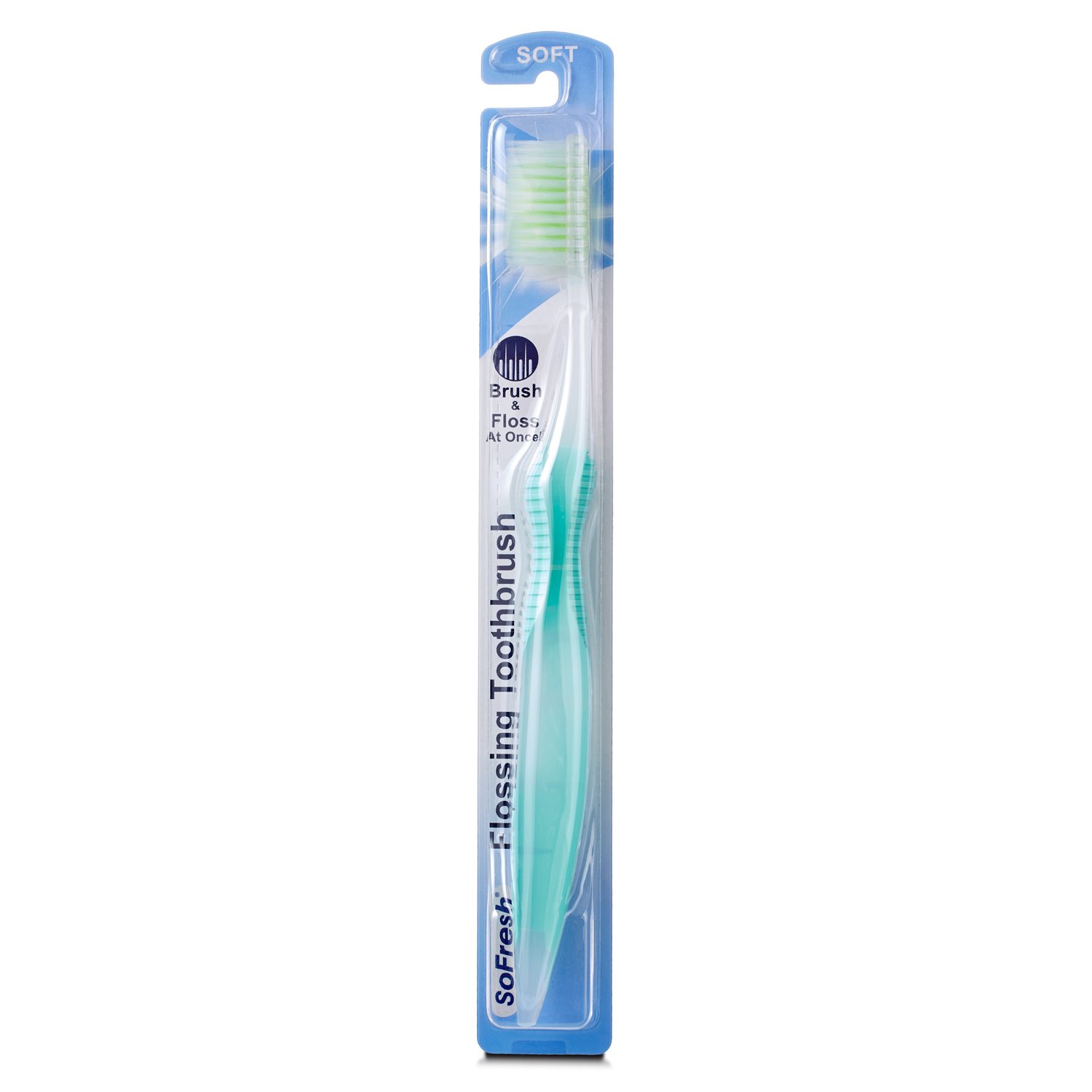 WELdental Sofresh Flossing Toothbrush - Adult Size, You Choose Color and Quantity (2, Seafoam) Bundle Xylitol Dental Floss