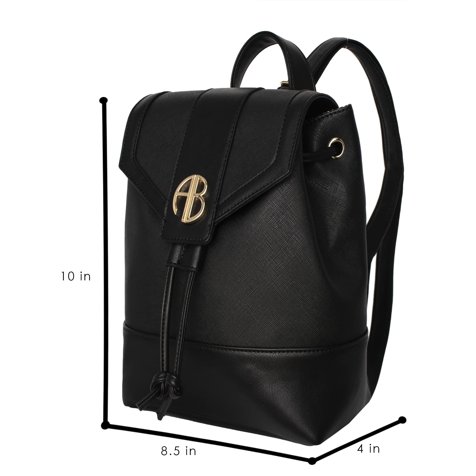 Alexis Bendel Women's Saffiano Leather Saddle Backpack With Mini Drawstring