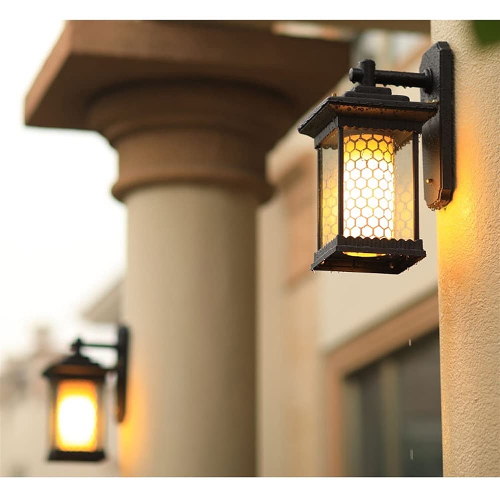 European Wall Light Exterior Wall Lantern Waterproof Sconce Square Aluminum Housing Outdoor E27 Wall Lamp Carriage Light Home Outside Lighting for Villa Entrance Courtyard Garden Decor