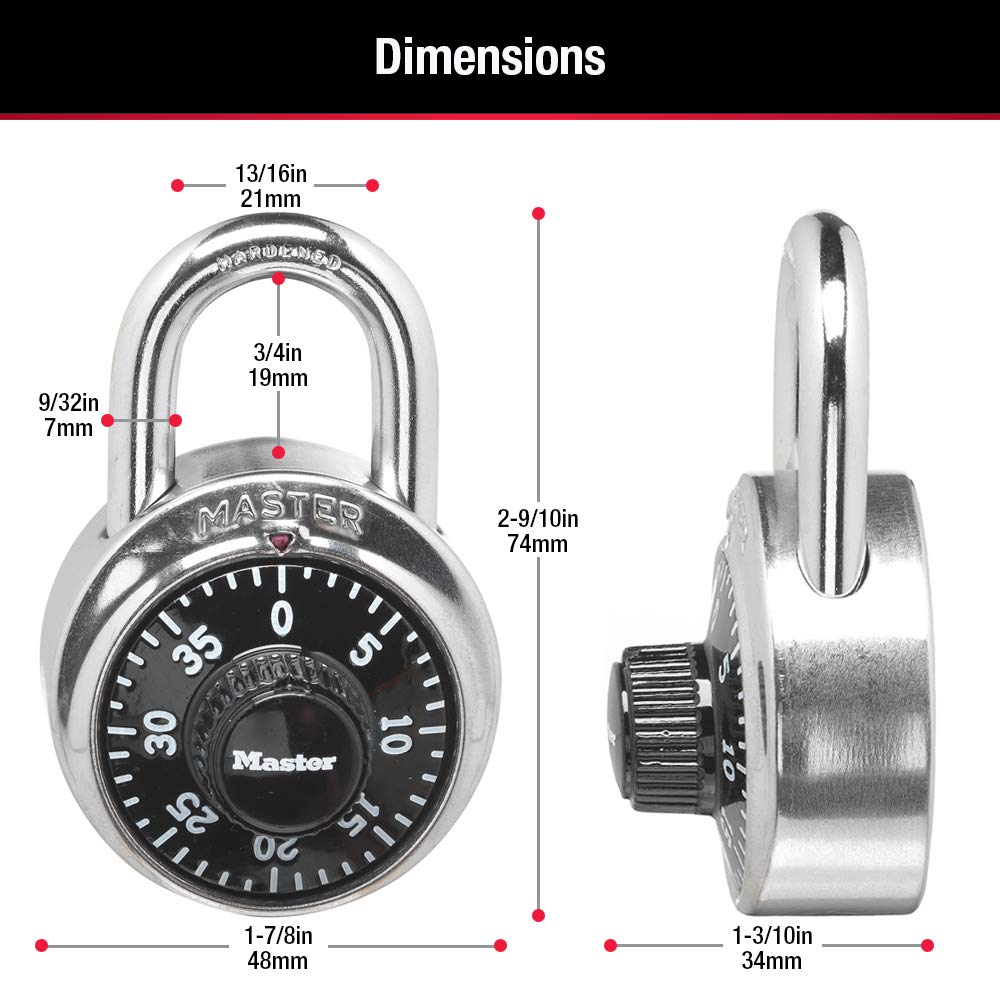 Master Lock 1500D Locker Lock Combination Padlock, 1 Pack, Black