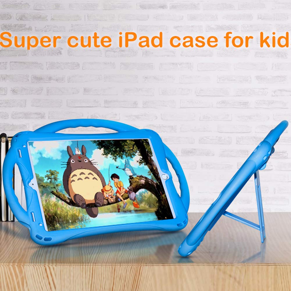 TopEsct Kids Case for iPad Mini 3, 2, 1 with Tempered Glass Screen Protector and Strap, Silicone Shockproof Cover for iPad Mini and iPad Mini 2(Blue)