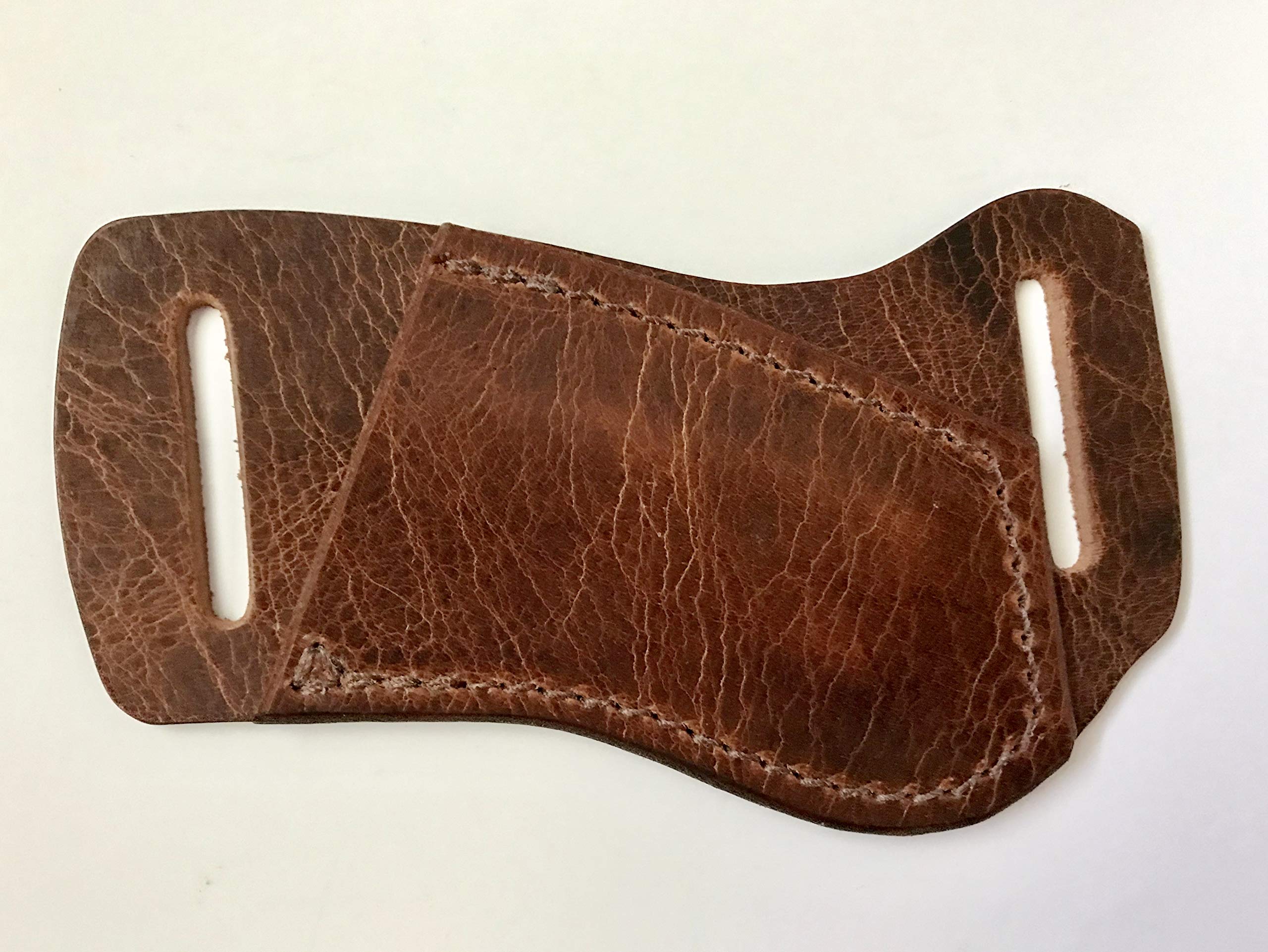 Custom Leather Sheath for Buck 110 or 112 with Water Buffalo Antique Brown Leather Sheath | Left-Hand Cross Draw to fit on Right Side | Strong and Durable | Sheath ONLY