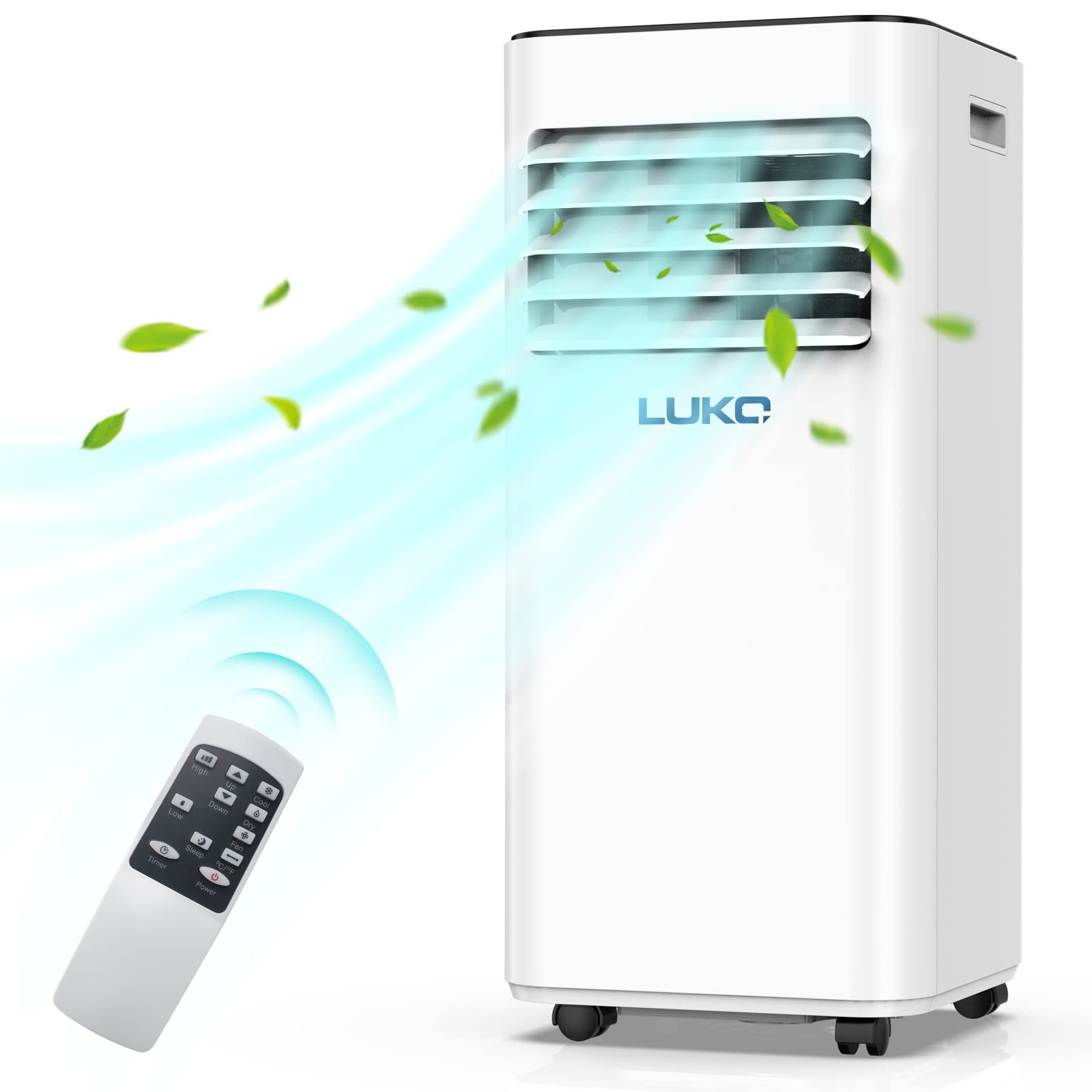 LUKO Portable Air Conditioner 8000 BTU, Cooling, Fan, Dehumidifier 3-in-1 AC Unit for Rooms up to 300 Sq. Ft, Includes Child Lock, Remote Control and Window Kits