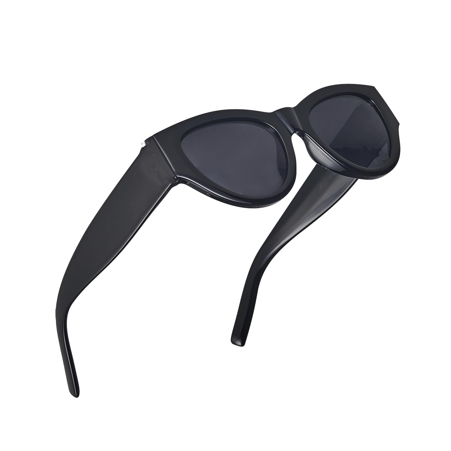 ALHML Retro Oval Luxury Sunglasses for Women Men Vintage Small Frame Sun Glasses (C+Black)