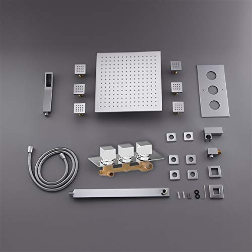 Bath Select Velar Brass Bathroom Shower Set N45 - BATHROOM-TAPN45 With Rain Shower Head, Hand Shower, Mixer, Diverter & 6 Body Jets Classic Style Wall Mount Shower Set - 10 Inch