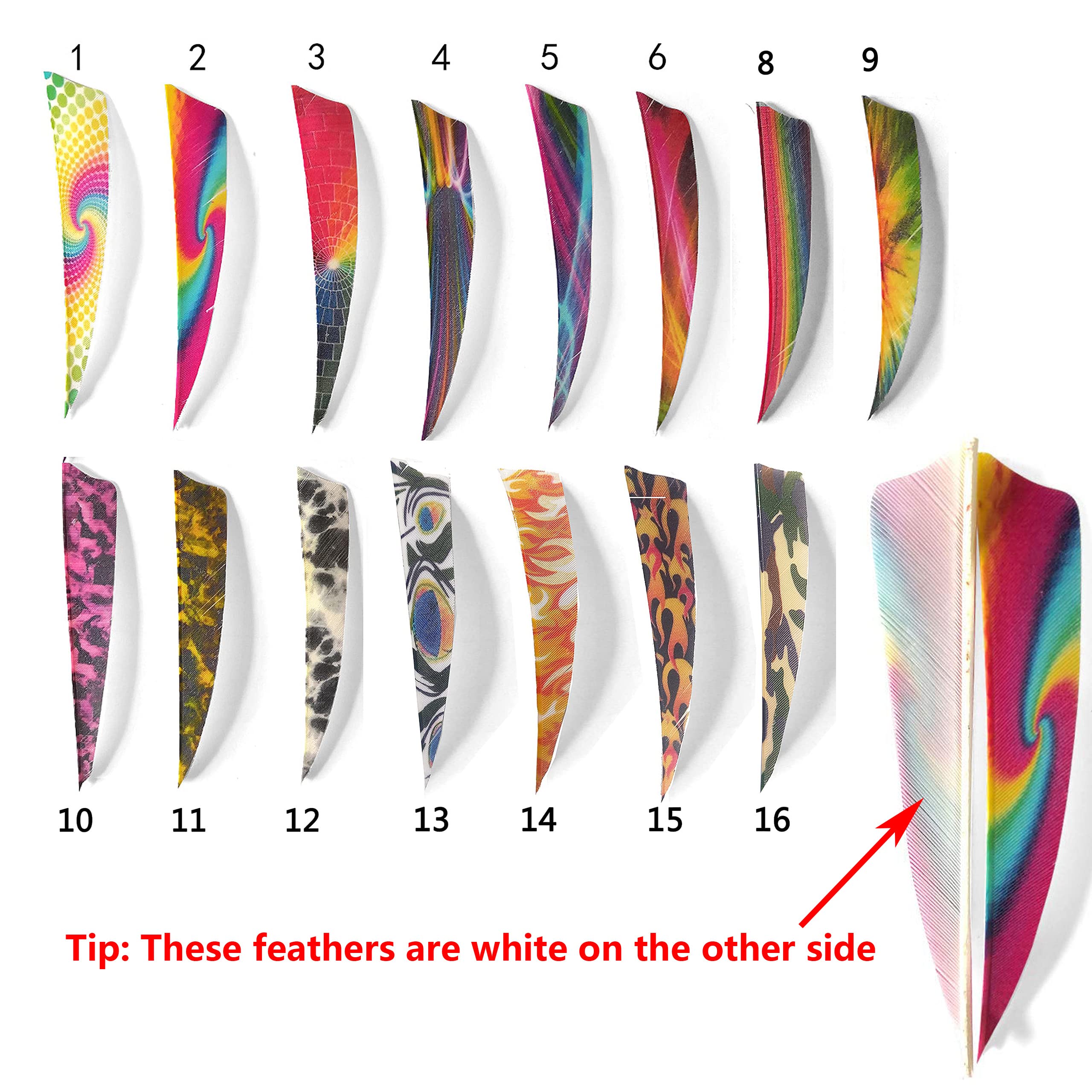 AMEYXGS 50pcs Archery Arrow Feather 4 Inch Natural Turkey Faether Colorful Arrow Fletches Right Wing Hunting Shooting Target Arrow Accessory (color 6)