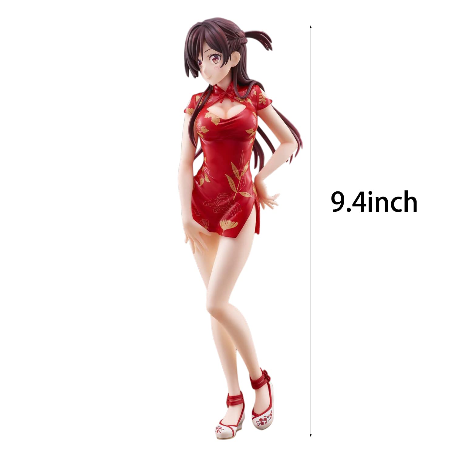 Anime Rent a Girlfriend Ichinose Chizuru PVC Action Toy Anime Figure Game Statue Collectible Model Doll Gift 9.4inch Cheongsam Version Exquisite Boxed