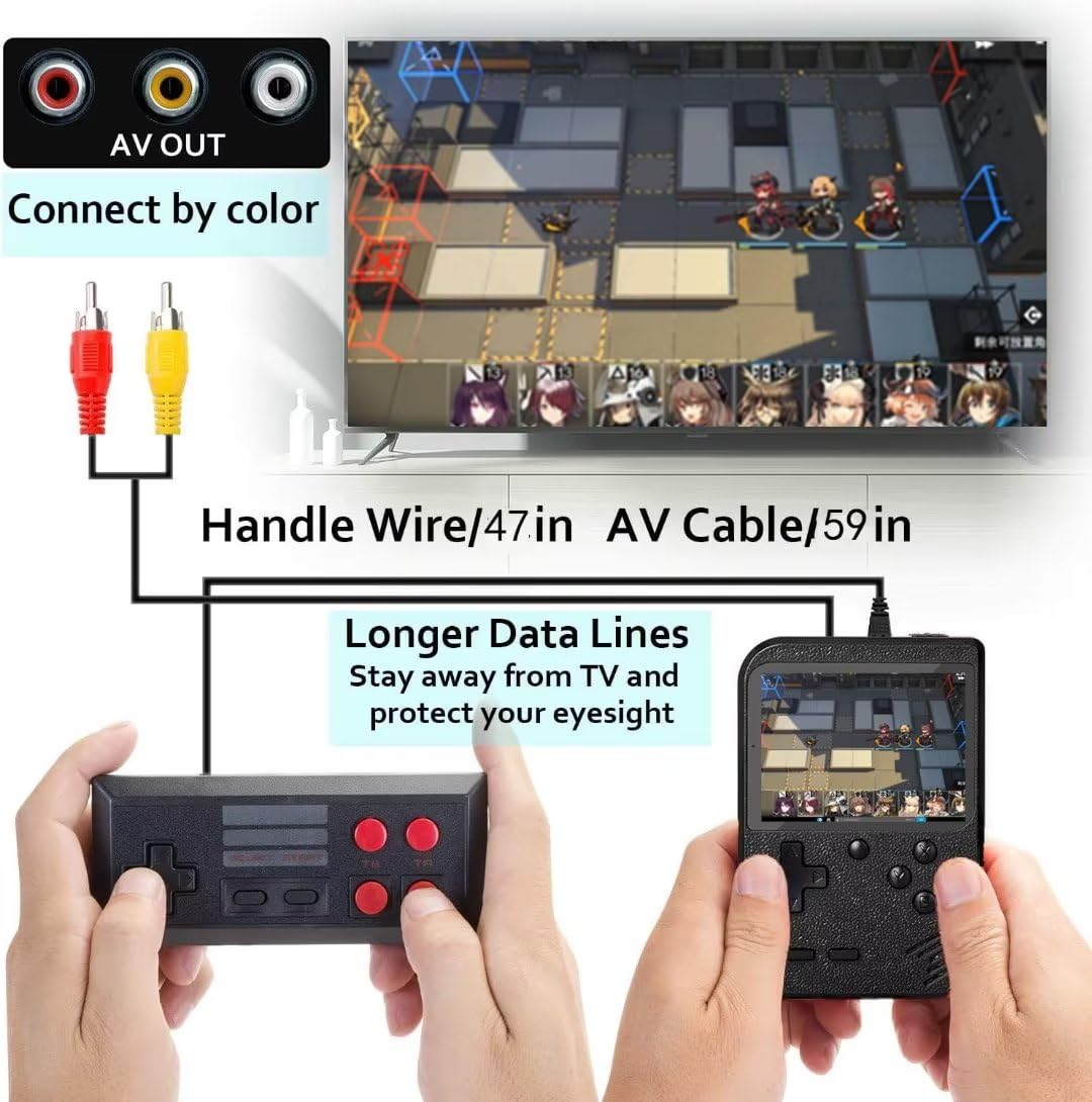 USonline911 Retro Portable Mini Handheld Video Game Console 8-Bit 3.0 Inch Color LCD Game Player Built-in 400 Games Kids Gift Accessories