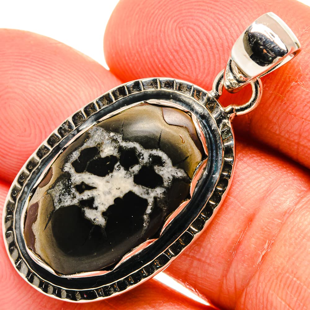 Ana Silver Co Septarian Geode Pendant 1 3/4" (925 Sterling Silver) - Handmade Jewelry, Bohemian, Vintage PD25602