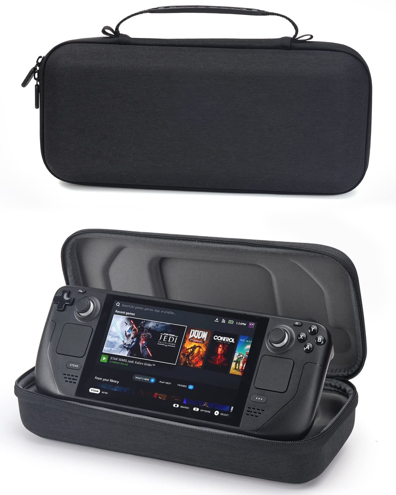 aegusus Carrying Case for Steam Deck, Portable Travel Carrying Bag with Stand, Hard Shell Protector Storage Carry Case for Steam Deck Console & Accessories