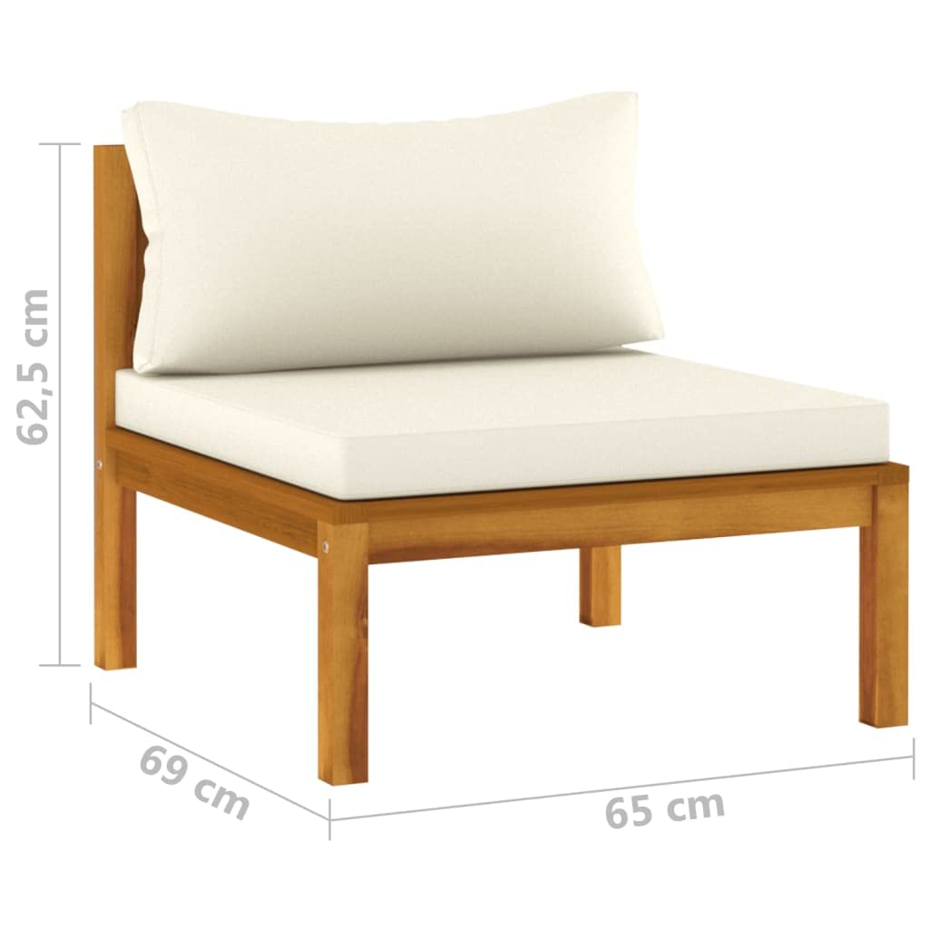 FAMIROSA 7 Piece Patio Lounge Set with Cream Cushion Solid Acacia Wood - 174.82 lbs