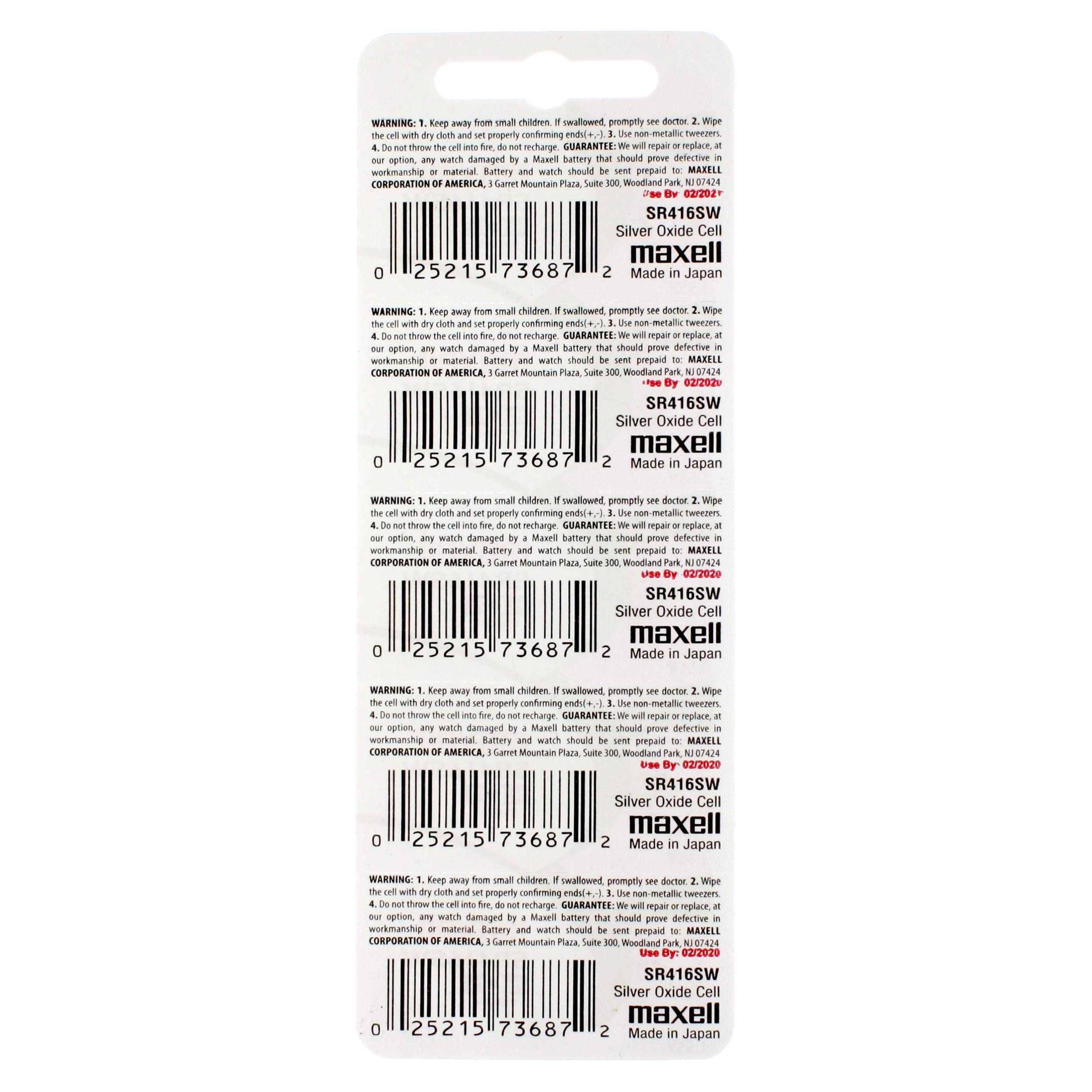 Maxell 337 SR416SW SB-A5 Silver Oxide Watch Battery 1.55v Blister Packed (5 Batteries)