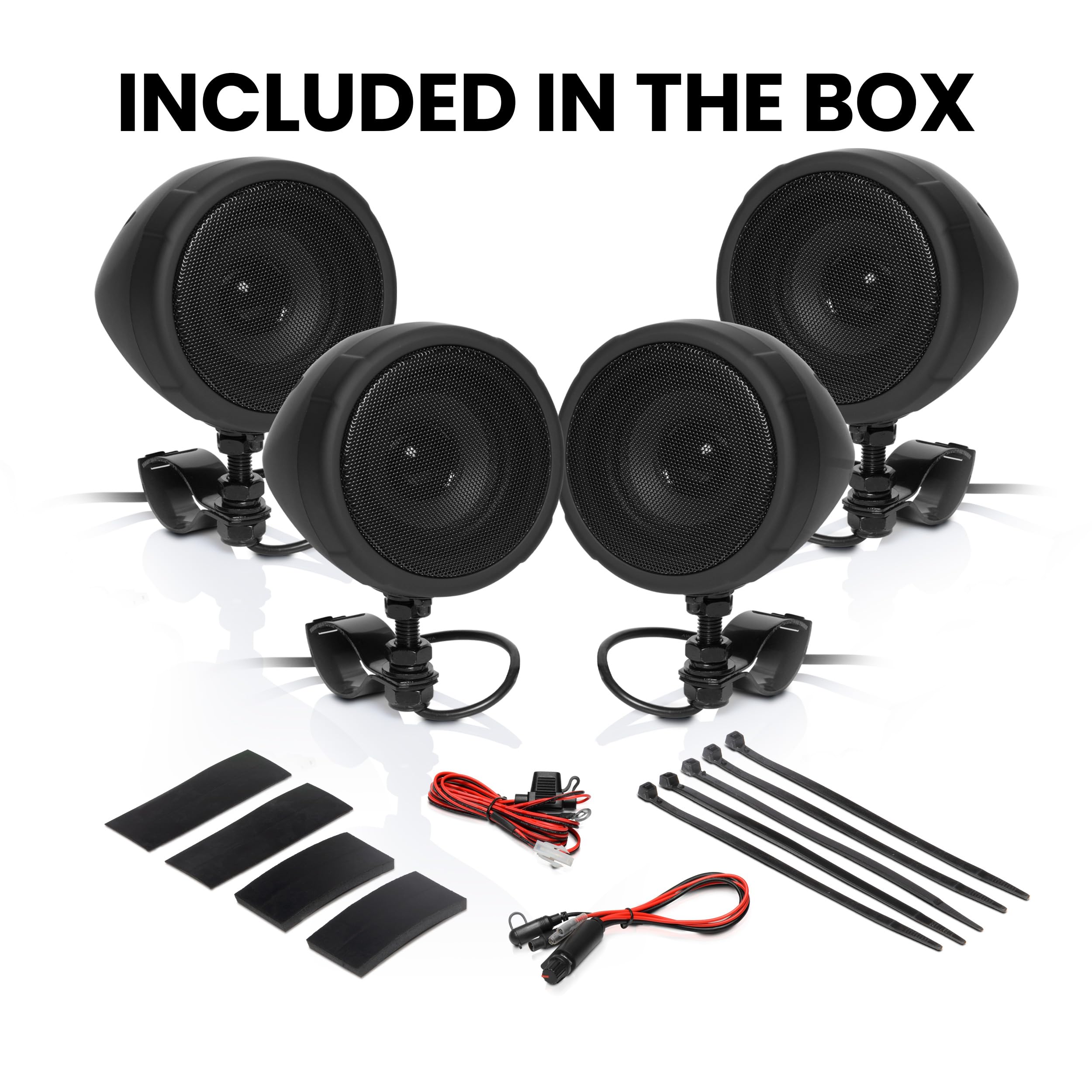 BOSS Audio Systems MCBK475BA 3 Inch Motorcycle Speakers - Built-in Amplifier, Bluetooth (stream right from your phone), Weatherproof, Volume Control, ATV UTV Compatible