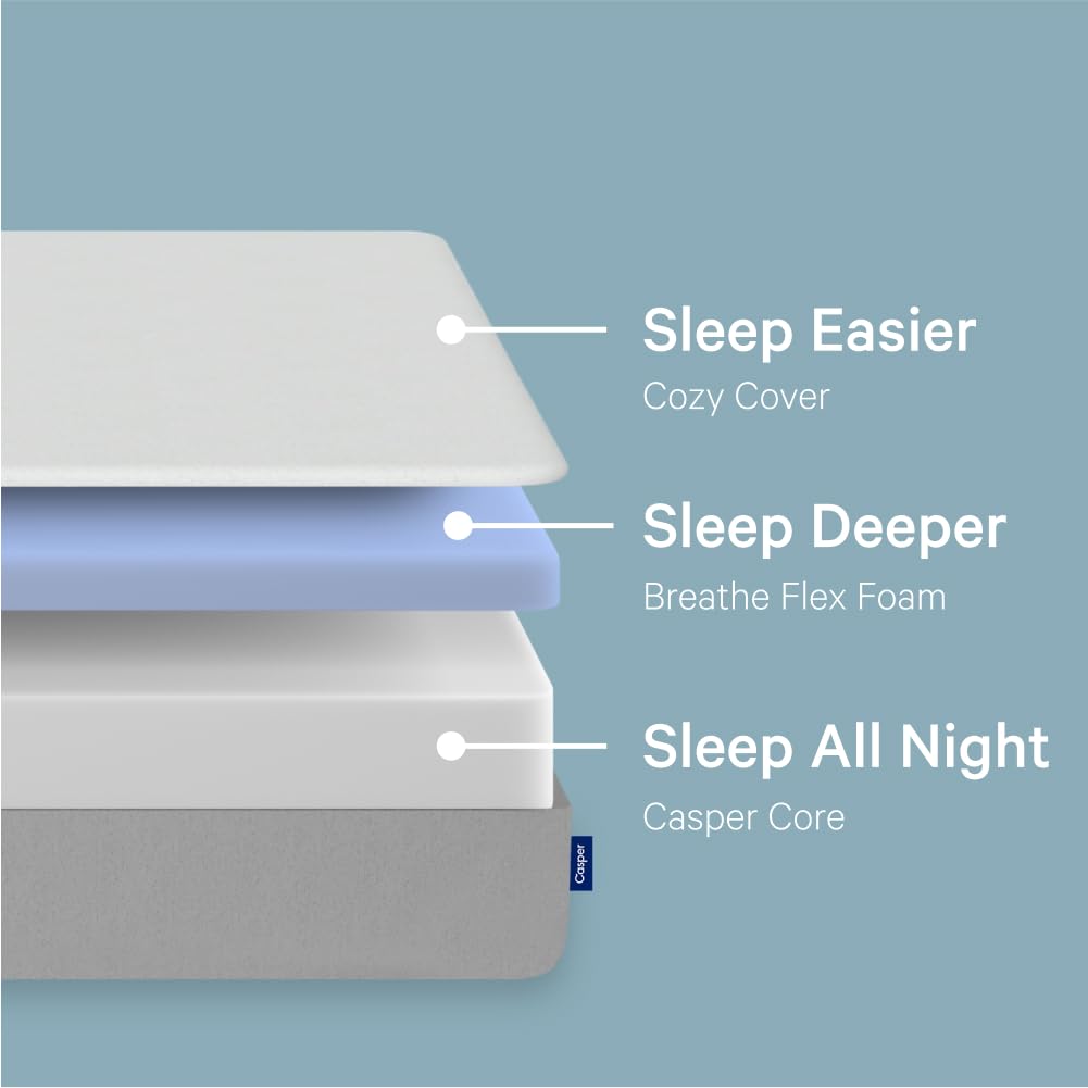 Casper Sleep Element, Medium Firm Twin Mattress - Memory Foam + Support - 100-Night Trial - CertiPUR-US Mattress, Grey