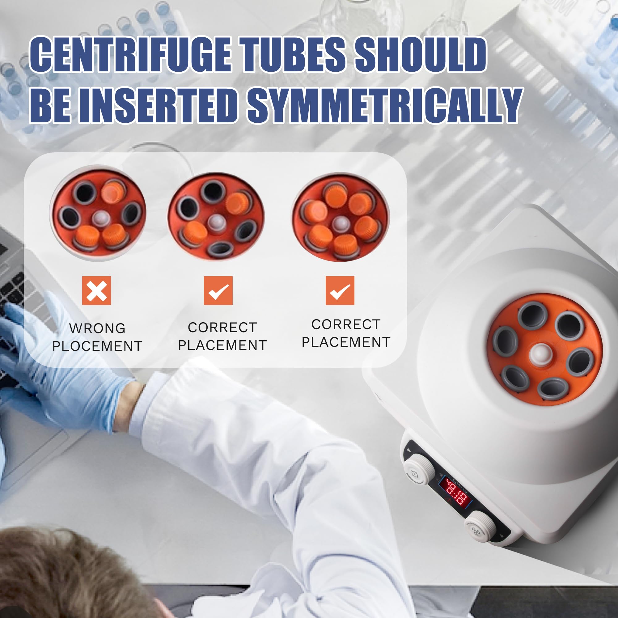 Cekegon PRF Centrifuge, PRP Centrifuge Machine 6x10ml with LCD Screen, 4000rpm 1685xg Portable Lab Benchtop Centrifuges, 100min, for Blood, Plasma, Medical Practice