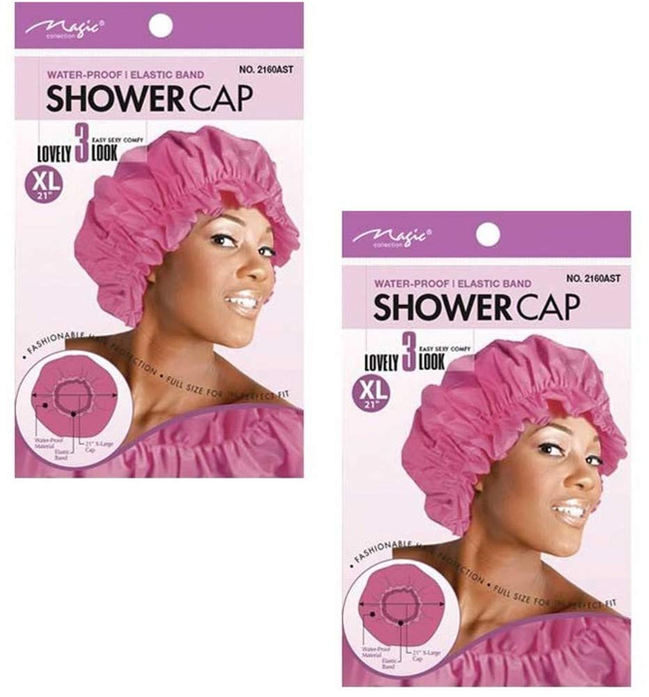 Magic Brand Waterproof Shower Cap w/ Elastic Band Extra Large - 2 pieces (Assorted)