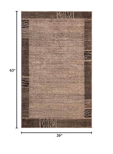Rugs.com Angelica Collection Rug β 3' x 5' Dark Beige Medium Rug Perfect for Entryways, Kitchens, Breakfast Nooks, Accent Pieces