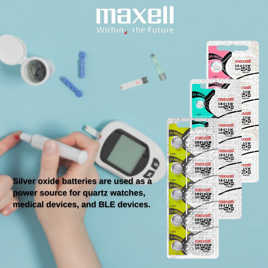 Maxell Sr916sw 373 Silver Oxide Cell Pack of 5 Made in Japan