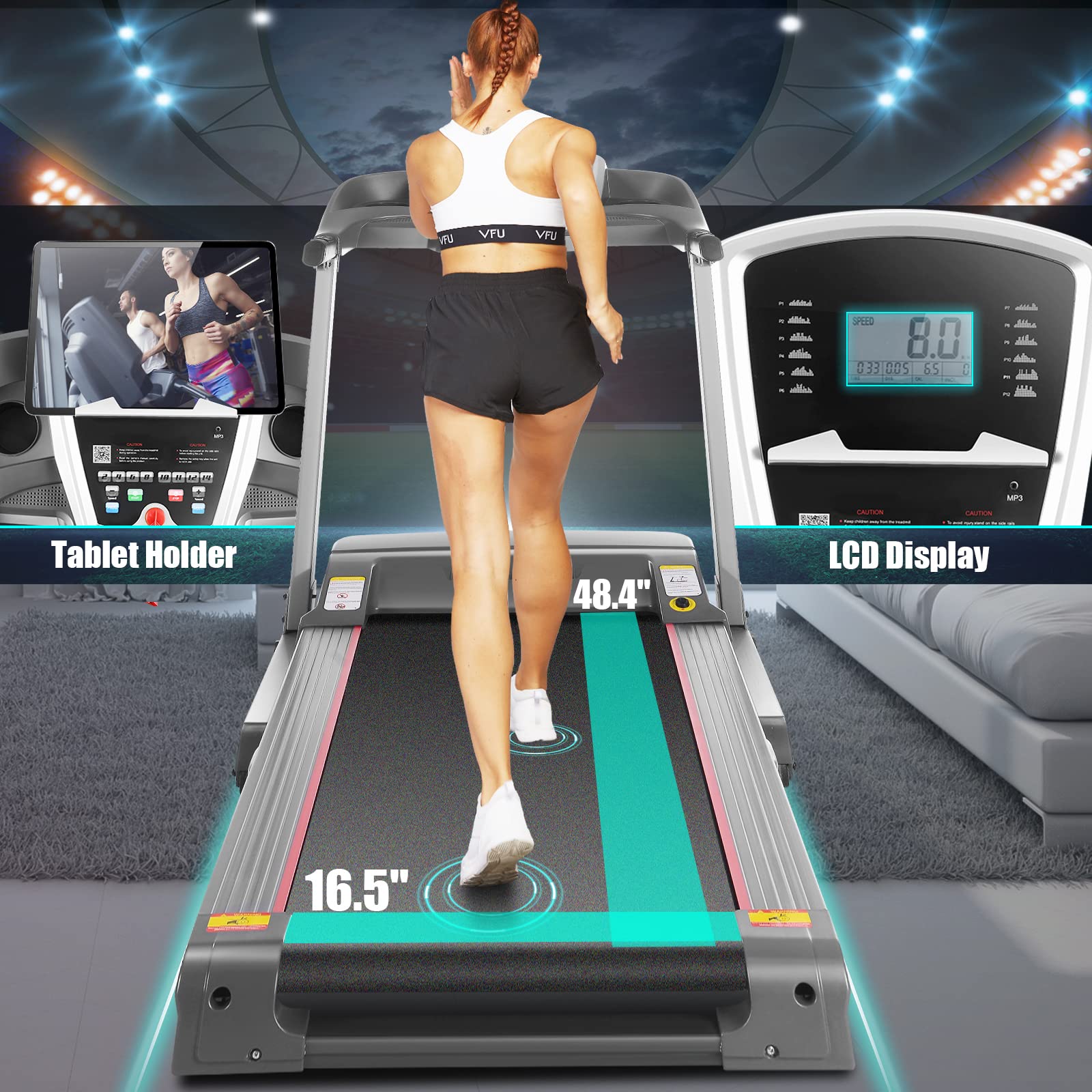 ANCHEER Folding Treadmill with Auto Incline Treadmill for Home