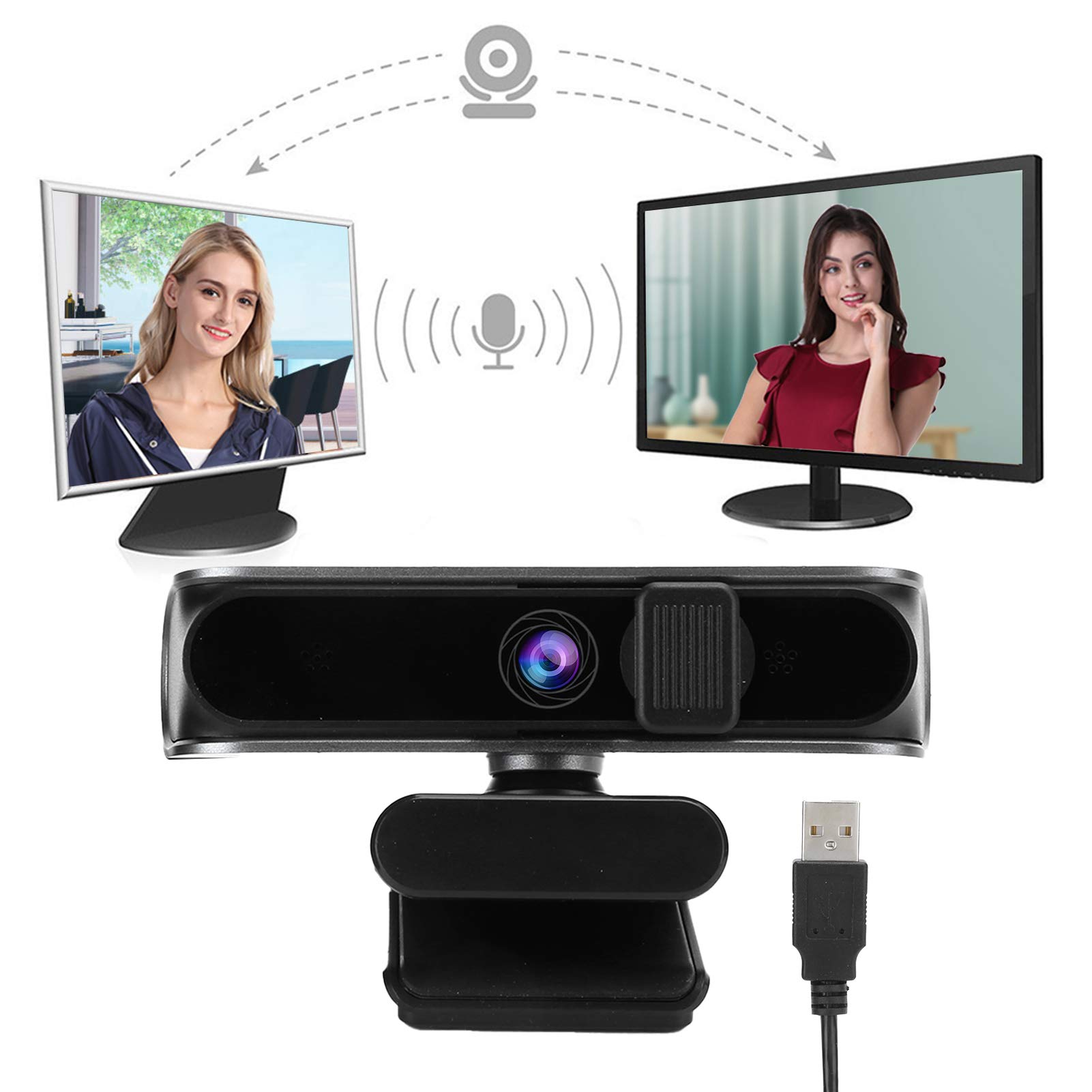 AUHX Computer Accessories, Widely Compatible 1080P Webcam, 1080P 5Mp for Skype Conferencing