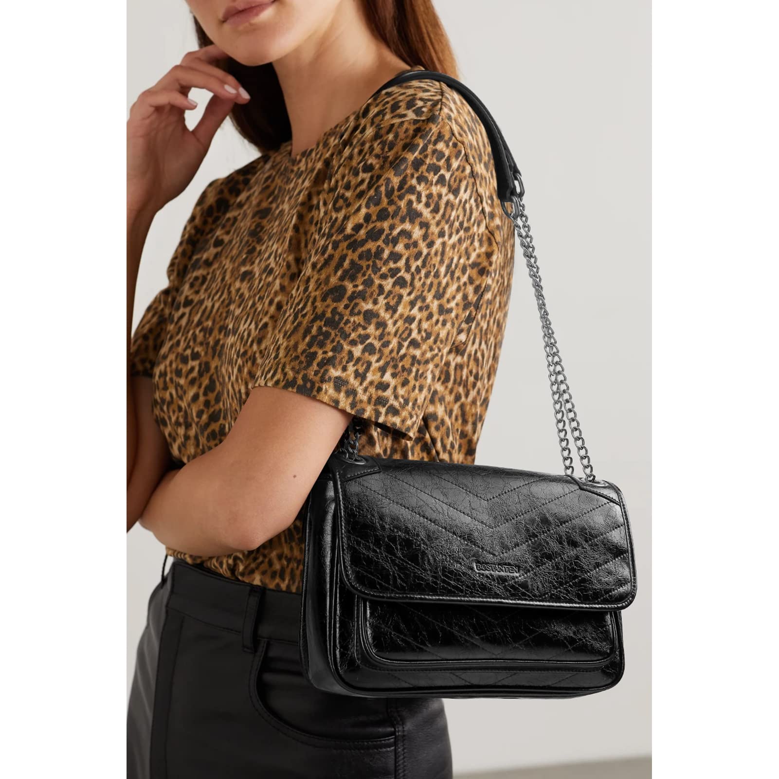 BOSTANTEN Shoulder Bags for Women Genuine Leather Designer Purses Handbags Small Top Handle Satchel Bags