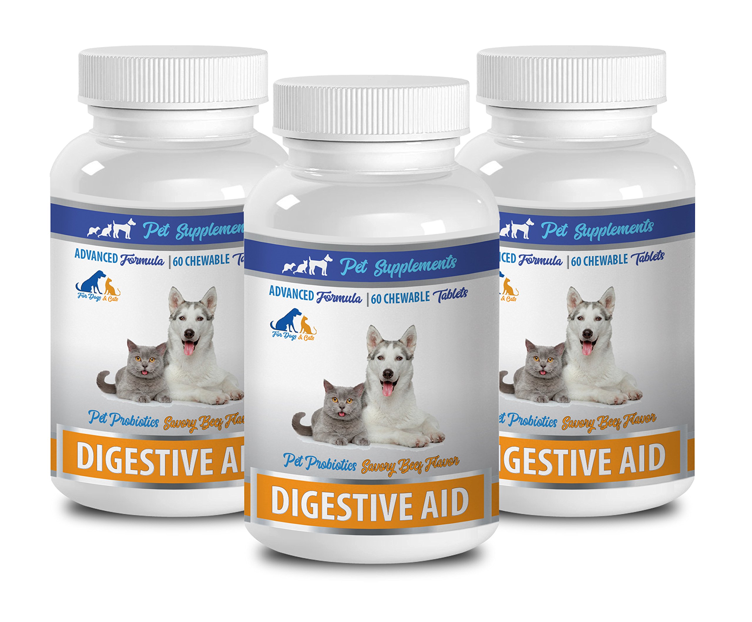 cat probiotic chew - PET Digestive AID - for Dogs and Cats - PET PROBIOTIC - Chews - Digestive Health for Cats - 3 Bottle (180 Treats)