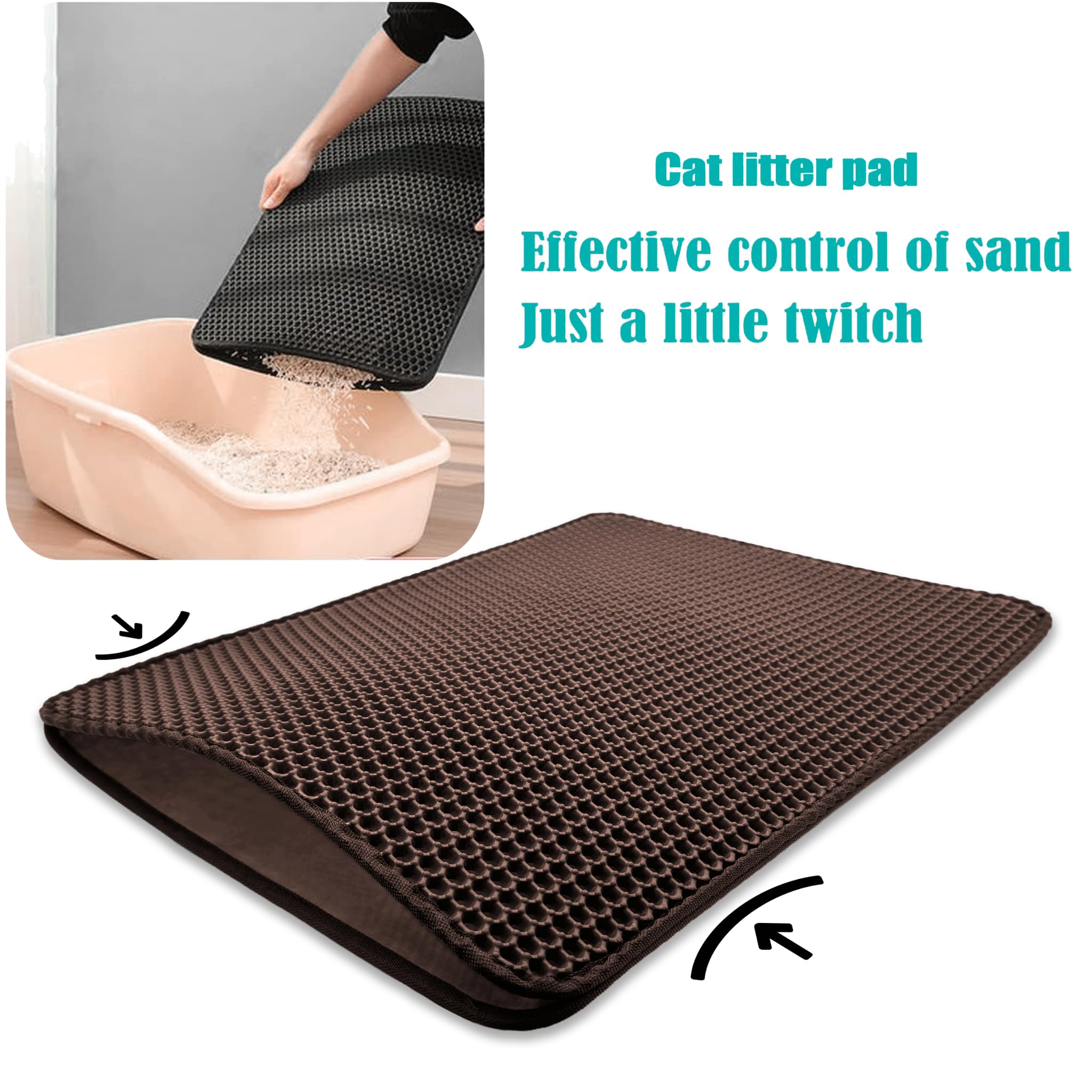 HTTMT- (23x17 inch) Pet Supplies Cats Litter & Housebreaking 58X43 Brown Cat litter Mat Double Layer Pad Trapper Folding Pad EVA Foam Rubber