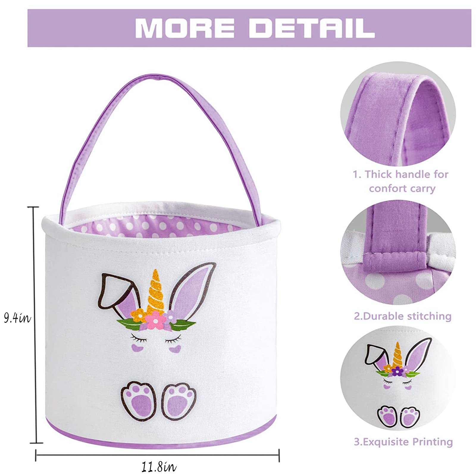 chopie Personalized Easter Basket, Easter Baskets Bags, Easter Eggs/Gift Baskets for Kids, Bunny Tote Bag Bucket for Easter Eggs, Easter Basket Stuffers for Kids & Toddler, Toys, Gifts