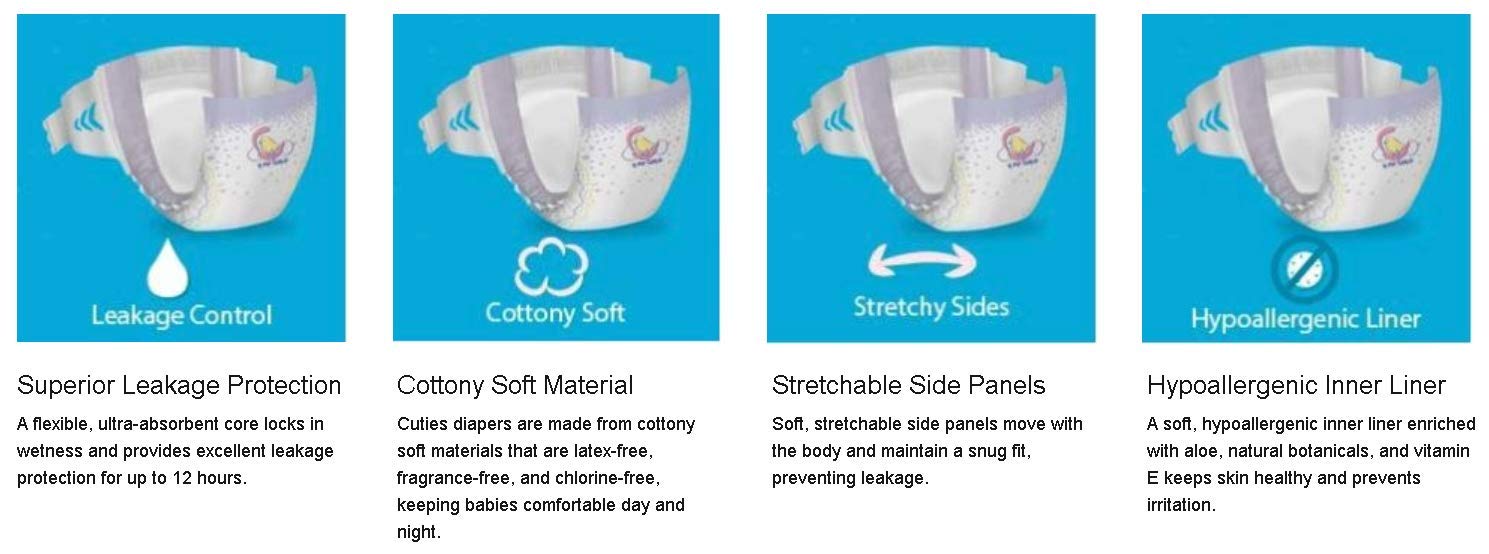 First Quality Cuties Diapers, Size 7, 41+ lbs. - Case of 80