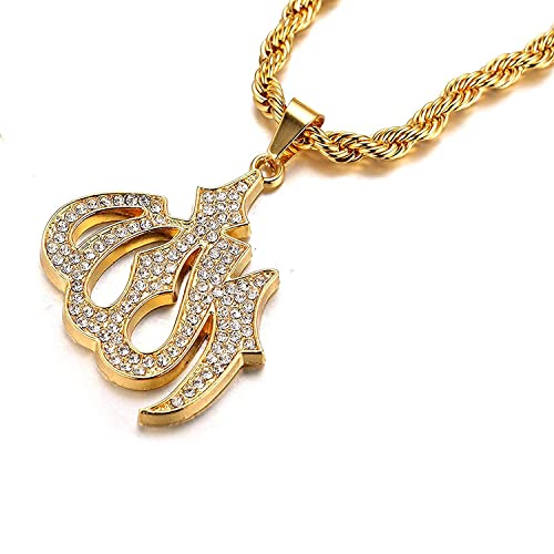Allah God Muslim Islamic Gold Plated Brass Locket Pendant For Men Women Boys Girls