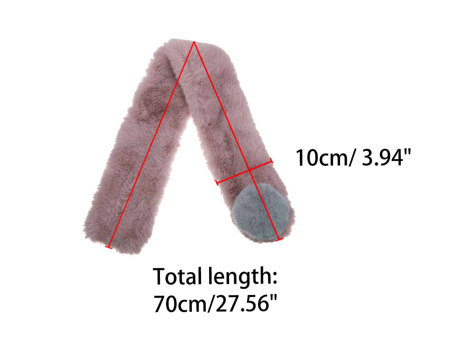Allegra K Fluffy Faux Fur Hairball Collar Scarf Solid Color Plush Neck Wrap Winter Warmer for Women Pink