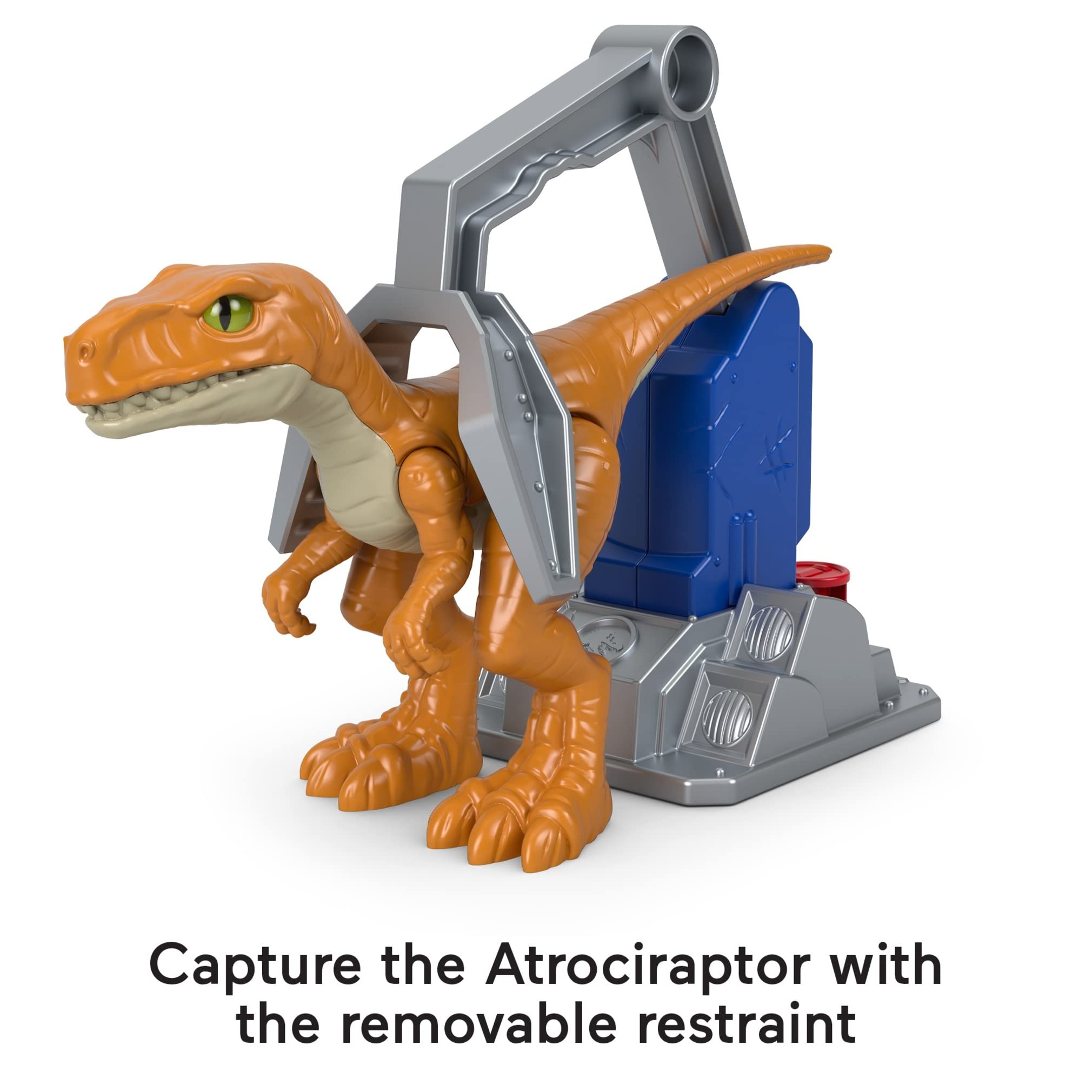 Fisher-Price Imaginext Jurassic World Dominion Atrociraptor 'Tiger' Dinosaur Toy with Removable Trap for Preschool Kids Ages 3 and Up