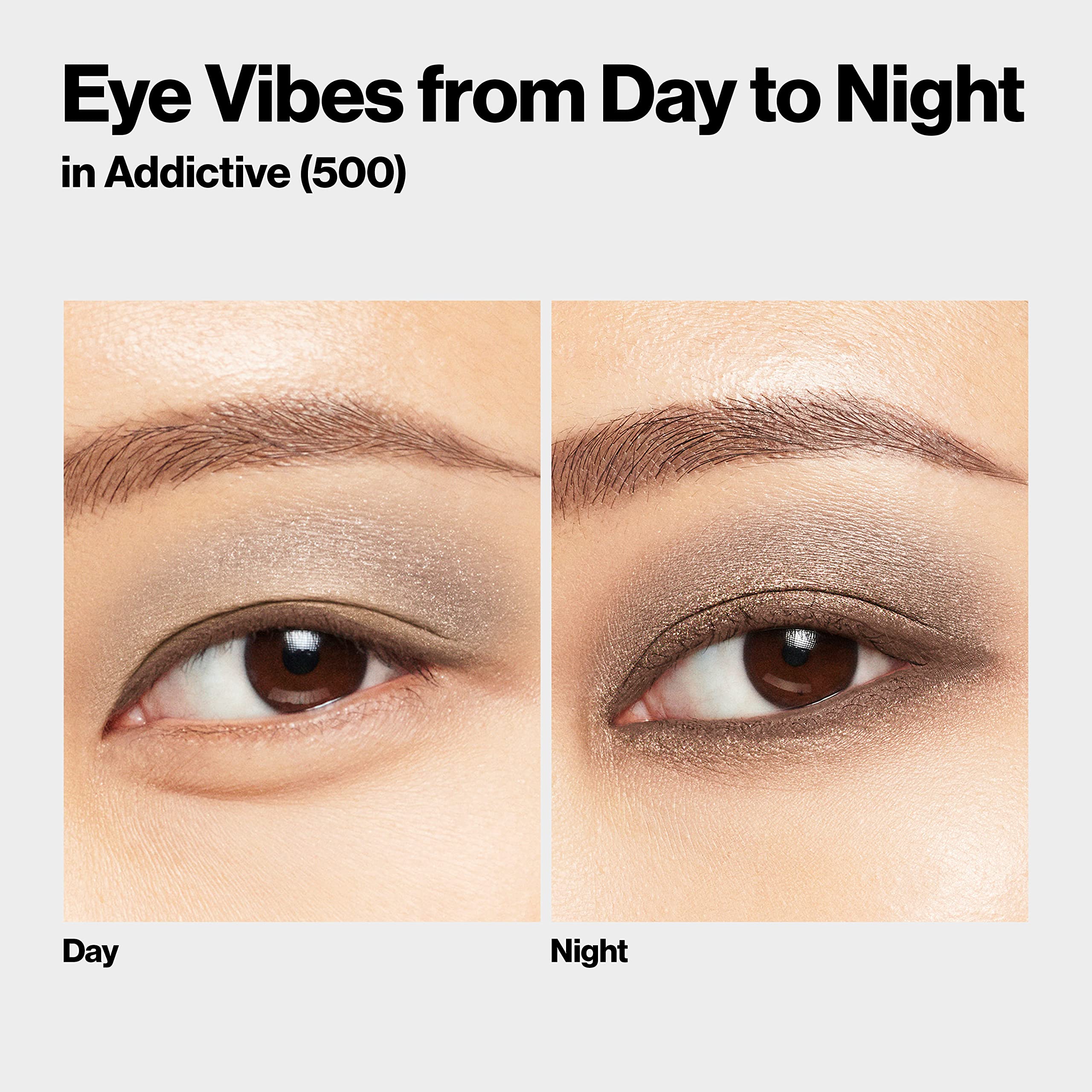 Revlon ColorStay Day to Night Eyeshadow Quad, Longwear Shadow Palette with Transitional Shades and Buttery Soft Feel, Crease & Smudge Proof, 500 Addictive, 0.16 Oz