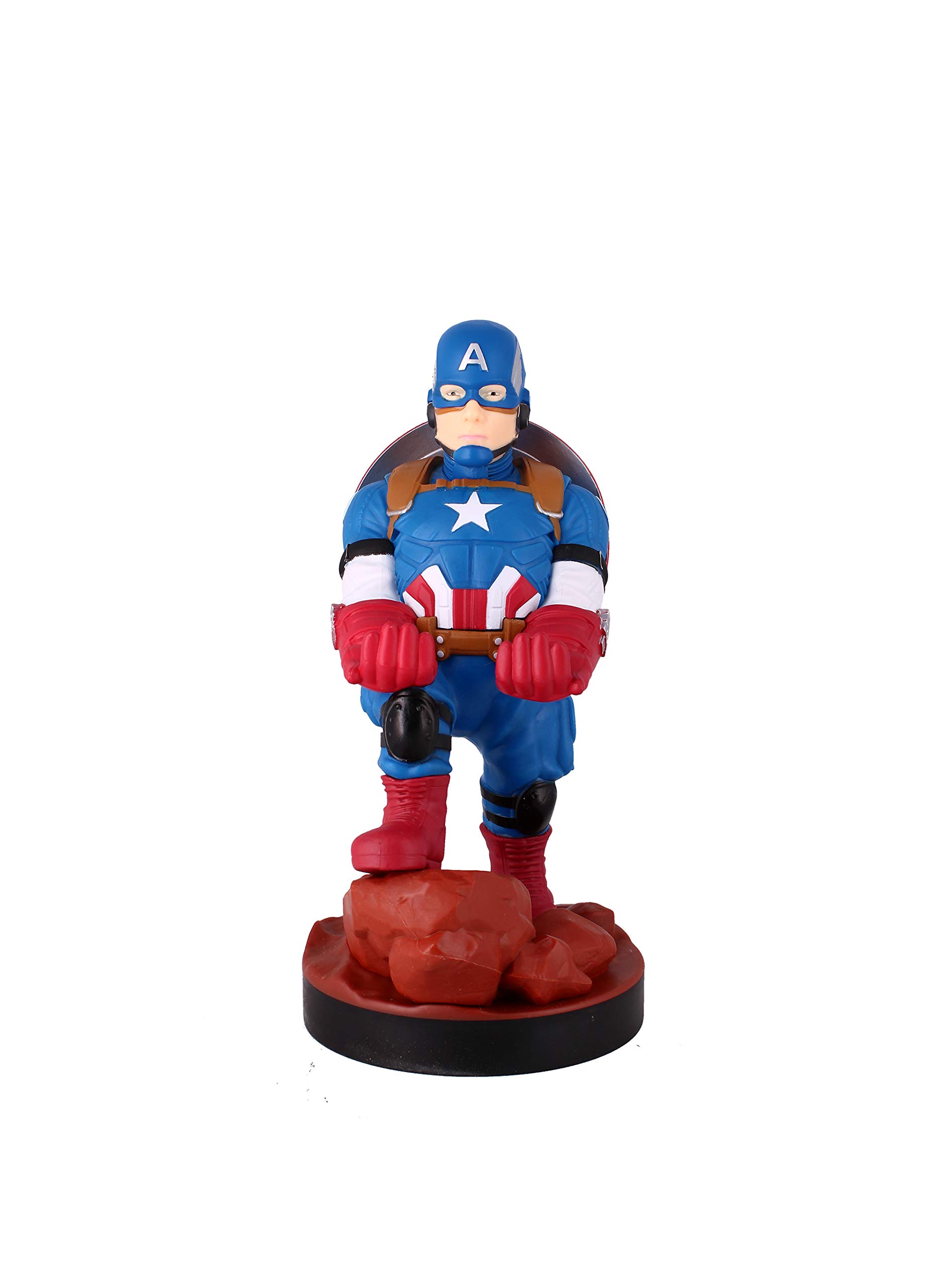 Exquisite Gaming: Marvel Captain America - Original Mobile Phone & Gaming Controller Holder, Device Stand, Cable Guys, Licensed Figure