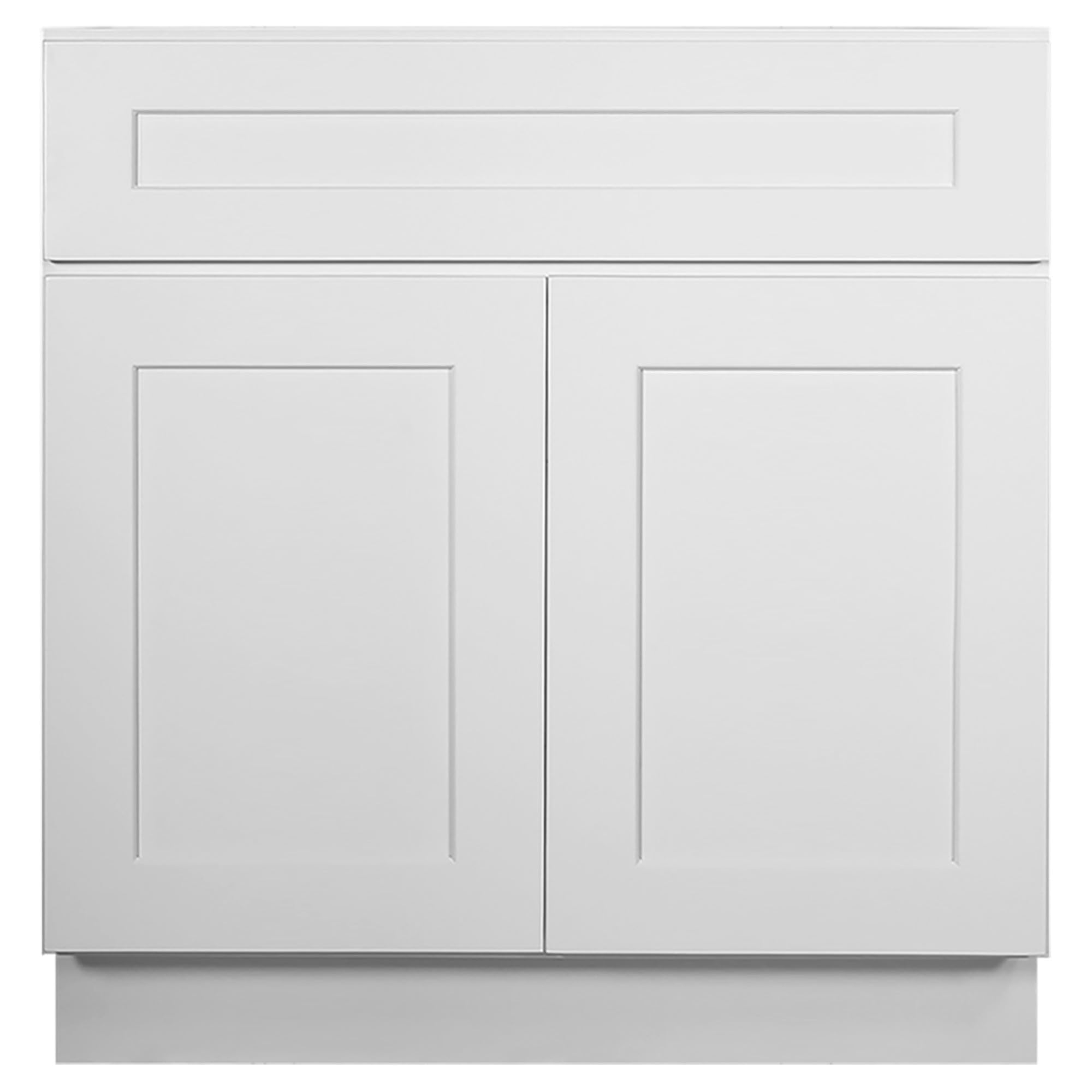 Brookings Shaker Unassembled Sink Base Kitchen Cabinet SB30, 33 W x 24 D x 34.5 H, Painted White, Solid Wood, Design House, 561480