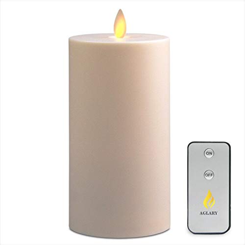AGLARY Waterproof Battery Operated LED Candles, Timer Function with Remote Control Pillar Candles, Outdoor Indoor for Party Garden Wedding Patio Decoration 3x7 Inch
