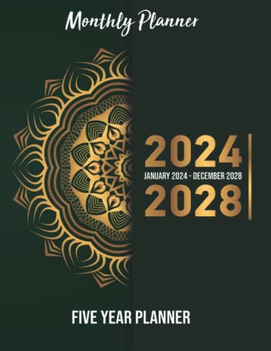 Five Year Planner 2024-2028 Monthly: 5 Year Planner and Monthly Calendar , Five year planner , 60 Months Calendar , Gold Modern Mandala Cover (2024-2028 Monthly Planner)