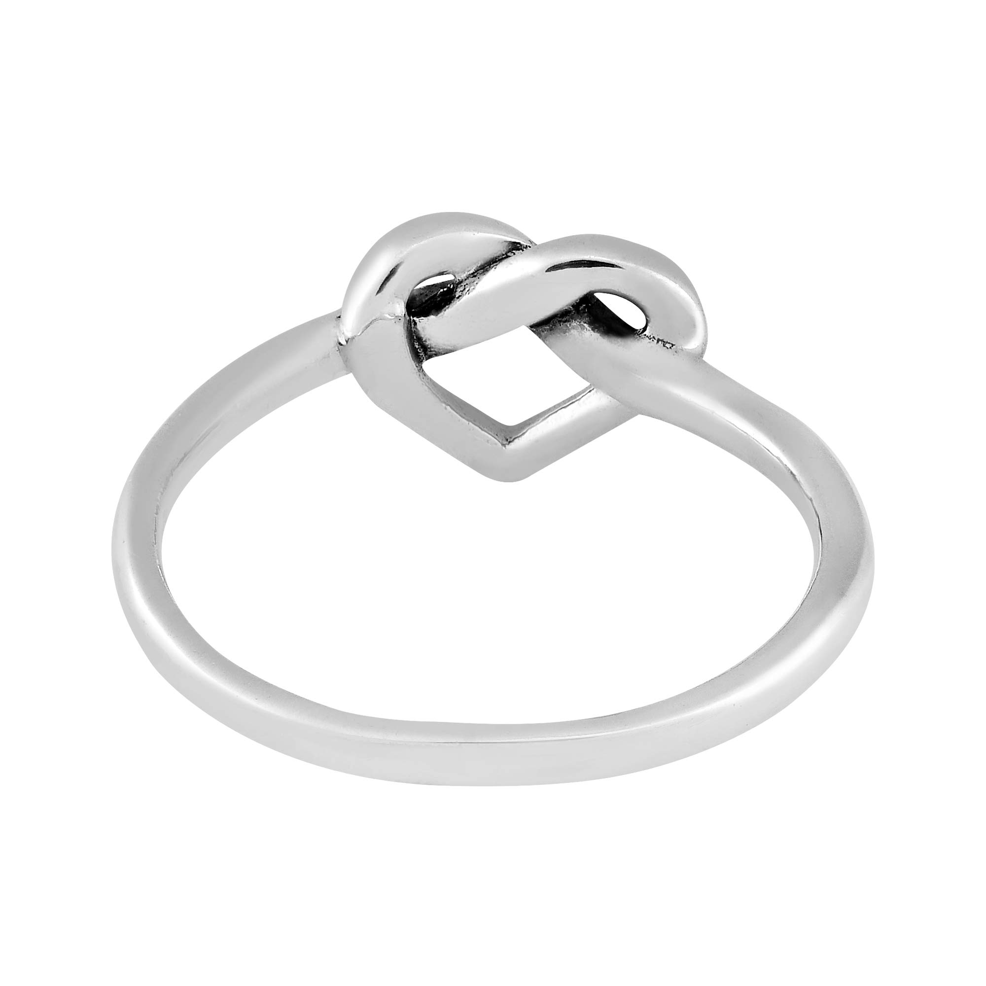 AeraVida Romance Inspired Forever Love Infinity Knot Heart Shaped .925 Sterling Silver Cute and Casual Ring Size 9