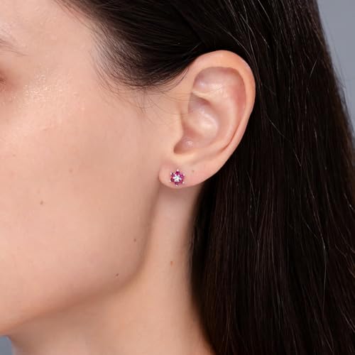 ANGARA Natural Ruby Stud Earrings for Women in 14K Rose Gold (Grade-AAAA | Gemstone Size-1.7mm) | July Birthstone Jewelry Gift for Women | Birthday | Wedding | Anniversary