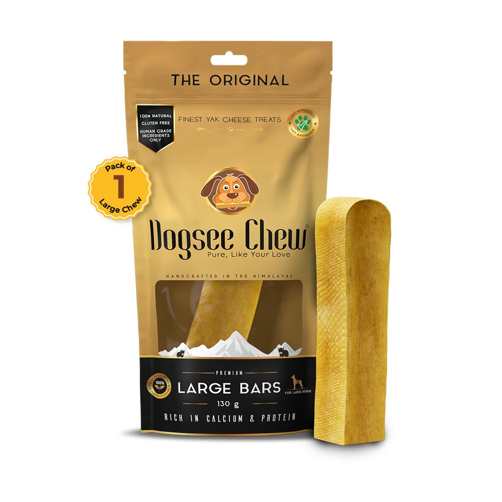 Dogsee Himalayan Yak Milk Dental Chews for Dogs Bulk Pack 3lb (Large - 12 Chews) | Made from only 3 Natural Ingredients | Tasty & Healthy Treats | Original Yak Chews for Dogs