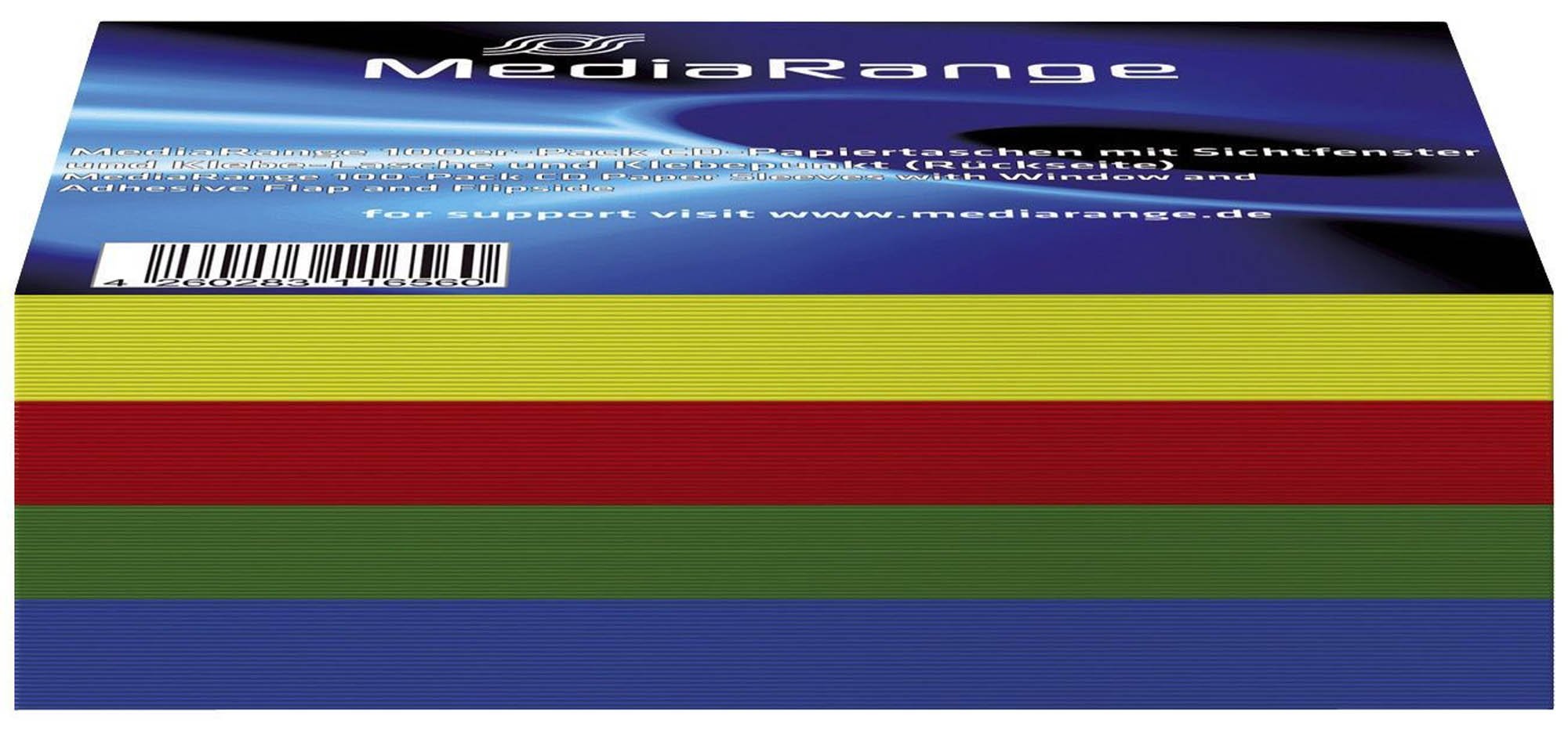 MediaRange BOX67 CD Paper Wrappers (100) Coloured with Window