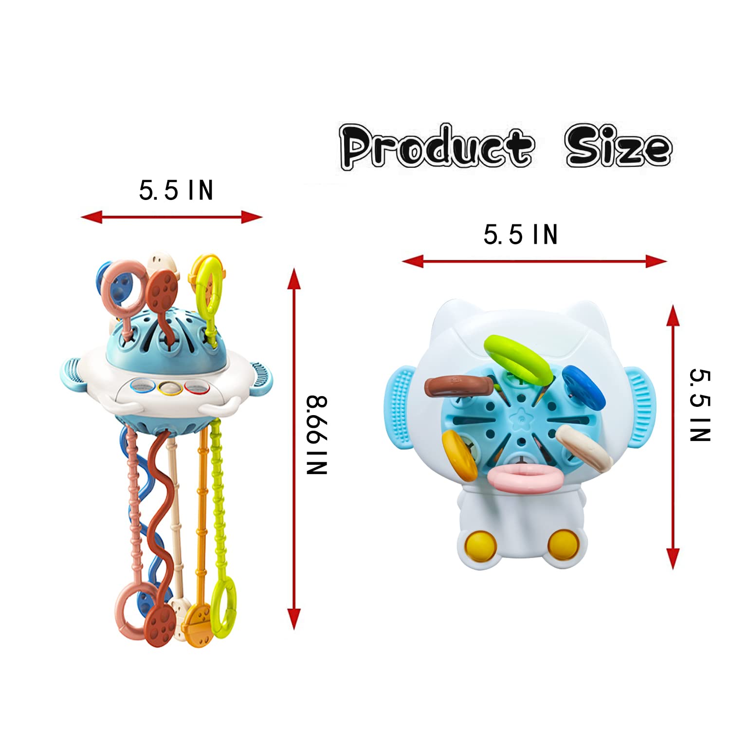 Baby Sensory Toys for Toddlers 1-3 - Multifunctional Pop Up Baby Toys, UFO Pull String Toy for Developing Sensory Perception，The Best Interactive Toys for Babies