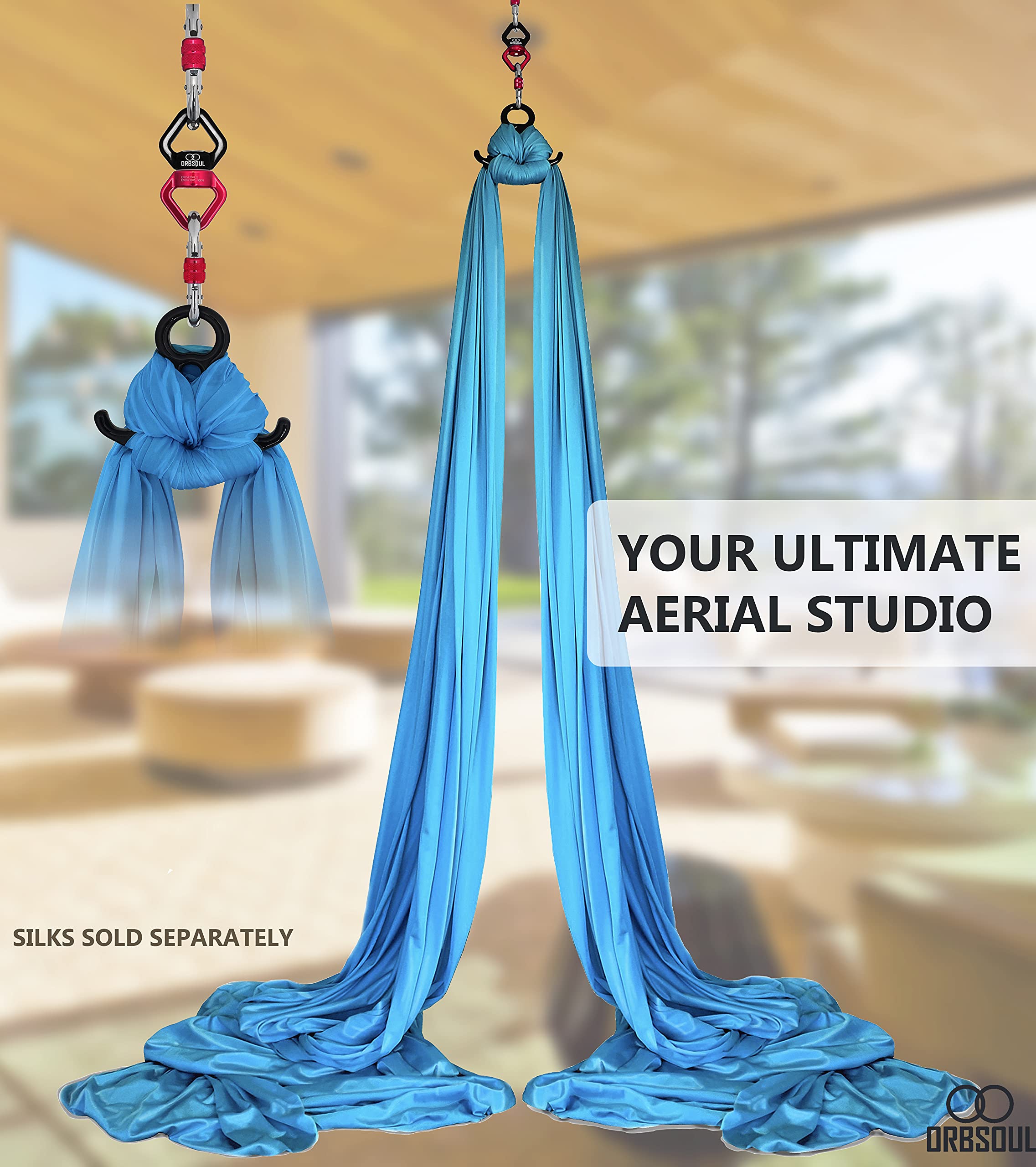 Aerial Silks Hardware (Certified Set) Includes Rescue Figure 8 Descender, Infinity Swivel, and 2X Stainless-Steel Carabiners