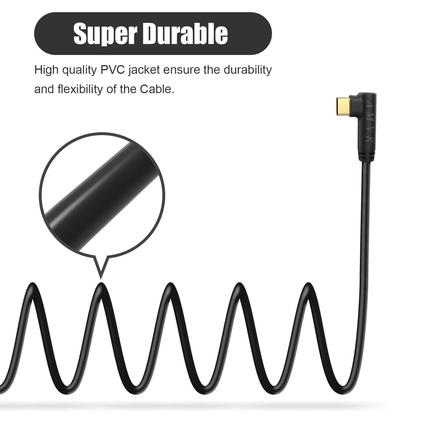 AMVR Link Cable for Oculus Quest 2/Quest, 16 FT Flexible PVC Link Cable for PC, 5Gbps High Speed Data Transfer, USB 3.0 to USB C Cable for Meta VR Headset with Cable Clip, Enhance Your VR Expenrience