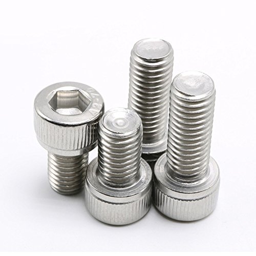 M1.4 x 12mm Hex Socket Head Cap Screws,Pack 100-piece,Stainless Steel,Full Thread,Metric,Knuled Head