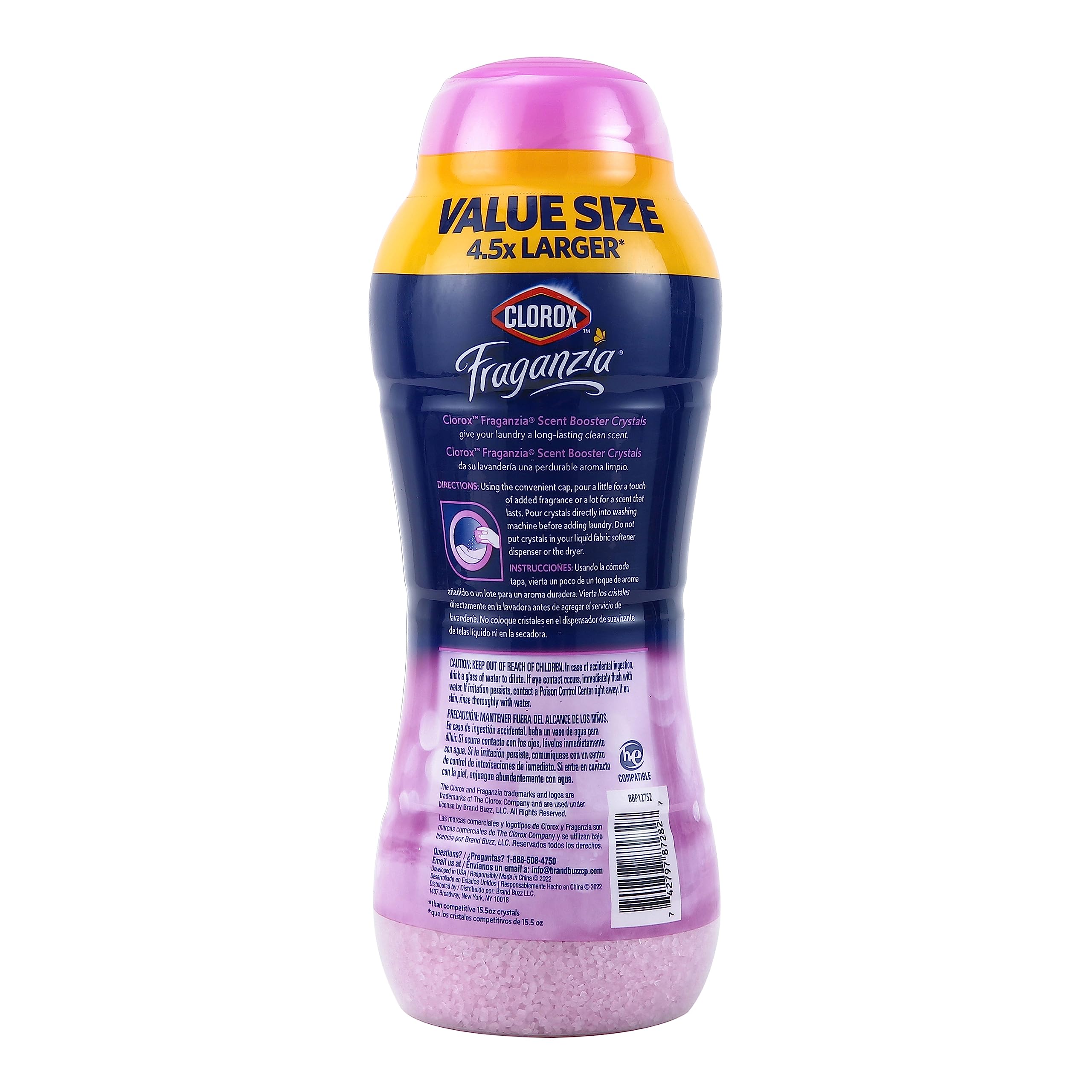 Clorox Fraganzia Laundry Scent Booster Crystals in Spring Scent - Easy to Use In-Wash Freshener Beads in Value Size 4.5x Larger for Long Lasting Fragrance, 70 Ounce - 6 Pack