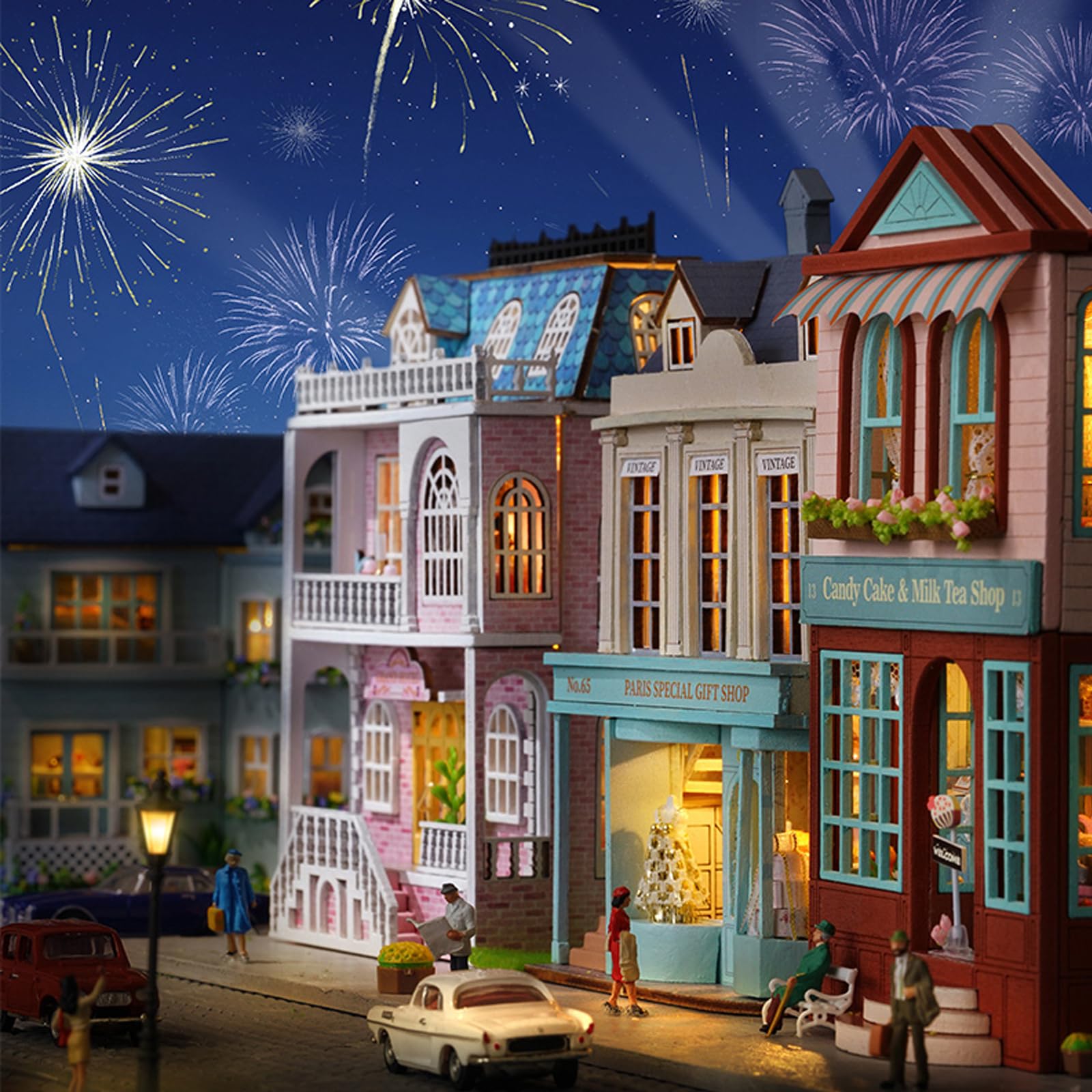 Flever Dollhouse Miniature DIY House Kit Creative Room with Furniture for Romantic Valentine's Gift (Manxing Dessert Shop)